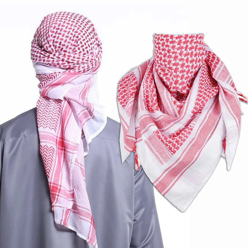 Islamic Men Traditional Costumes Plaid Hat Head Scarf Turban Muslim ...