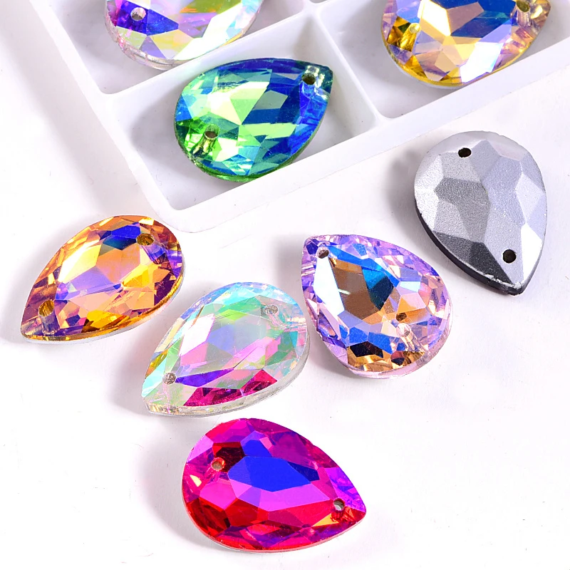 Sewing Rhinestone | Pointback Droplet - Crystal Glass Sew Rhinestones ...
