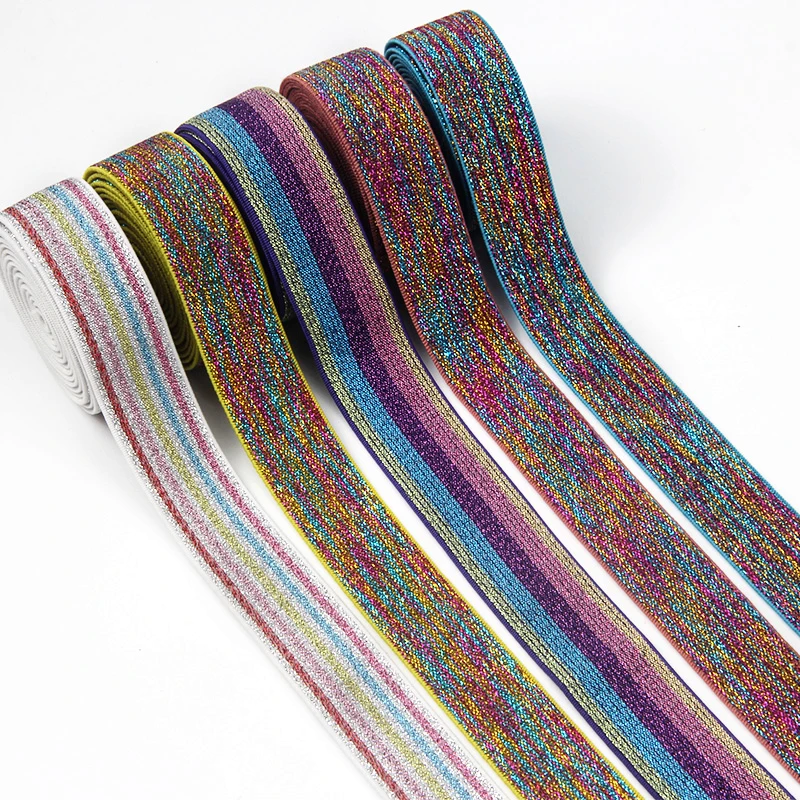 Elastik bant 2.5CM renkli Glitter lastik bantlar geniş 25mm kafa bandı ...