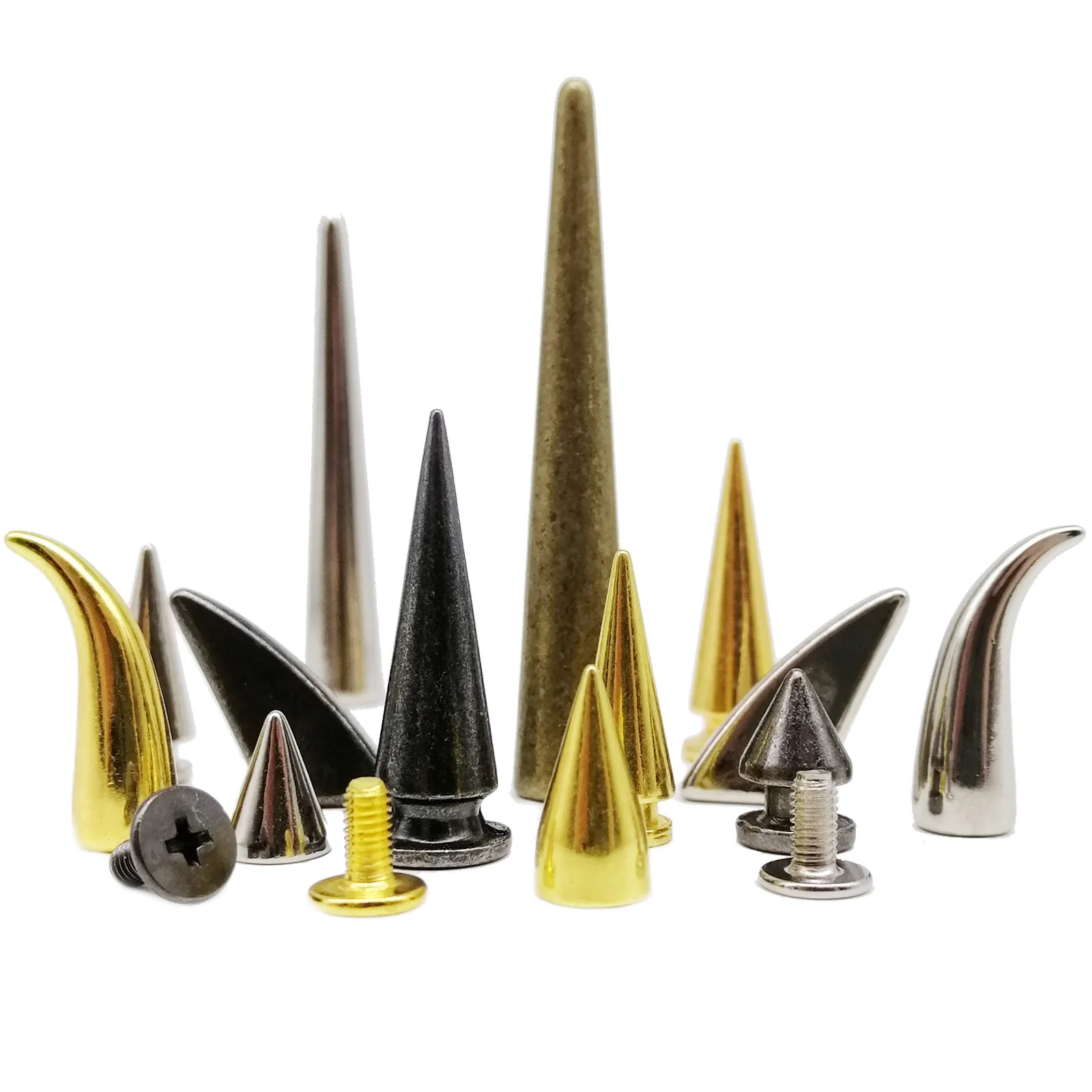 10-sets-Metal-Decor-Punk-Bullet-Sharp-Spike-Cone-Screw-Back-Rivet-Stud ...