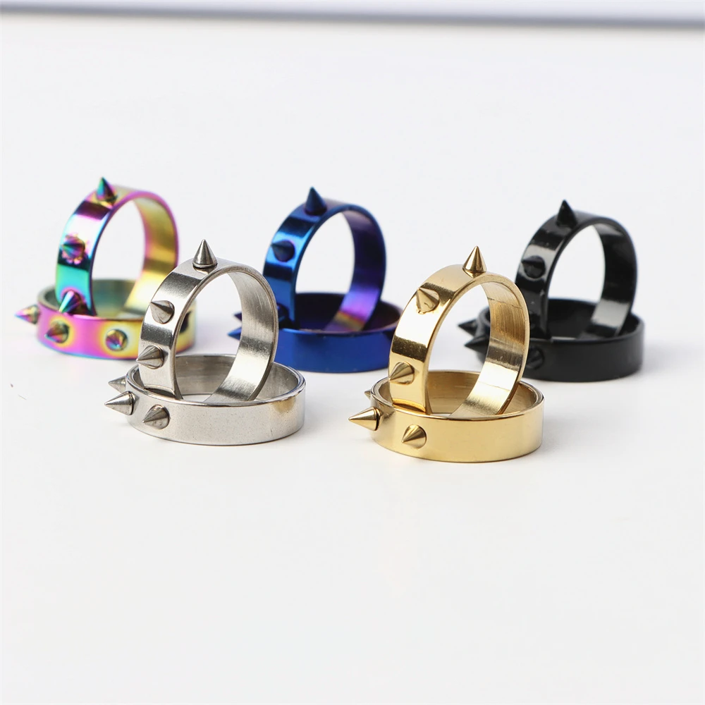 Anillos-de-acero-inoxidable-con-punta-Punk-para-hombres-y-mujeres-joyer ...