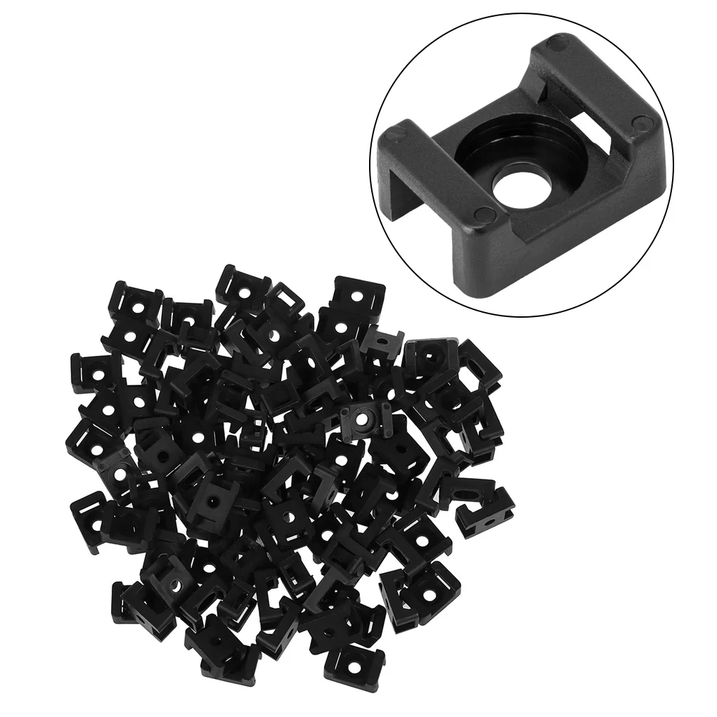 100pcs Cable Tie Mount Clips Saddle Type Wire Holder Bases Computer TV ...