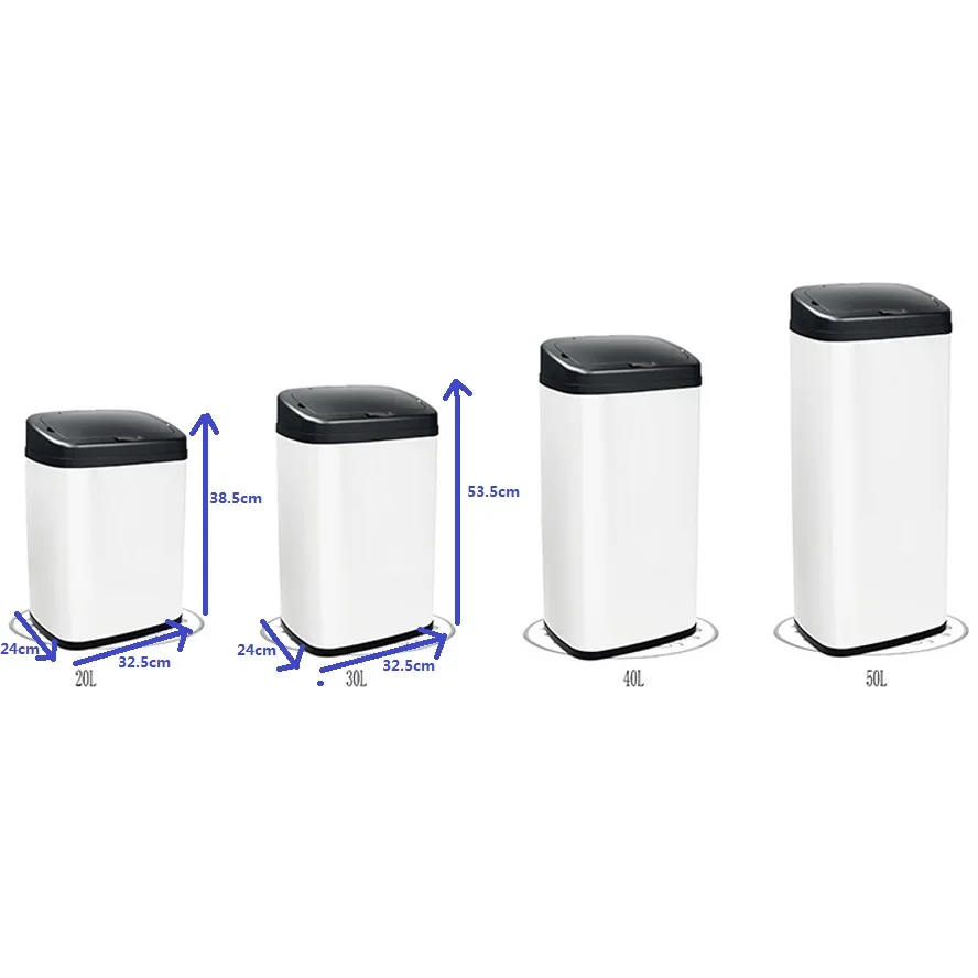 30L Cuboid Touchless Waste Bin Sensor Garbage Can No Touch Trash Can ...