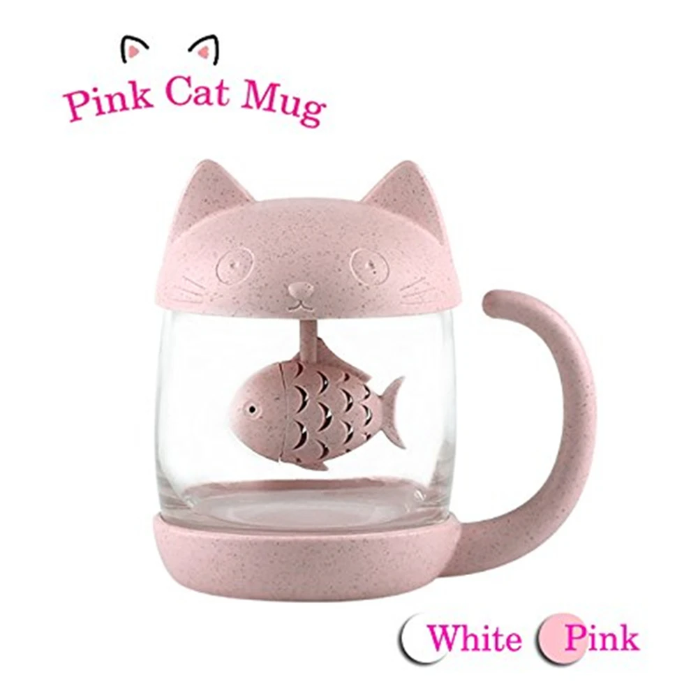 Cat Mug Fish Tea Infuser | Glass Strainer Filter | Glass Mug Cats | Cat ...