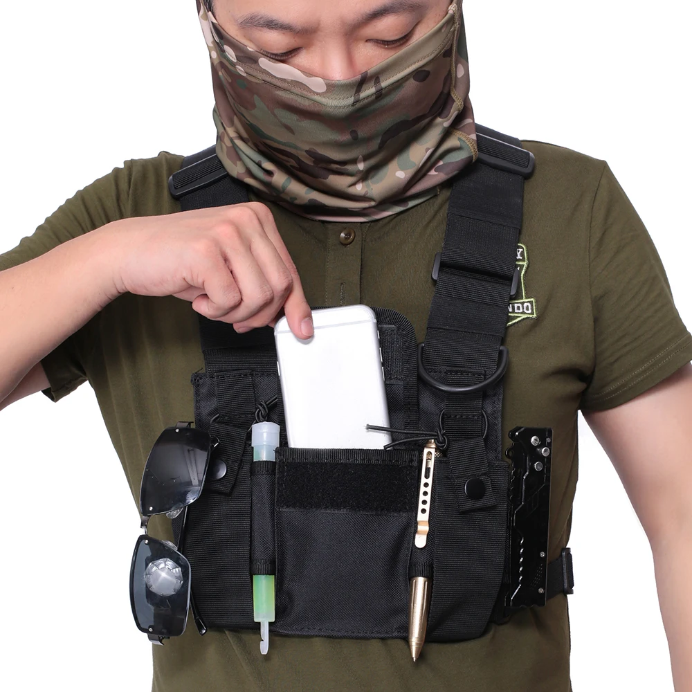 Tactical Vest Military Chest Rig Pack Pouch Harness Walkie Talkie Waist ...