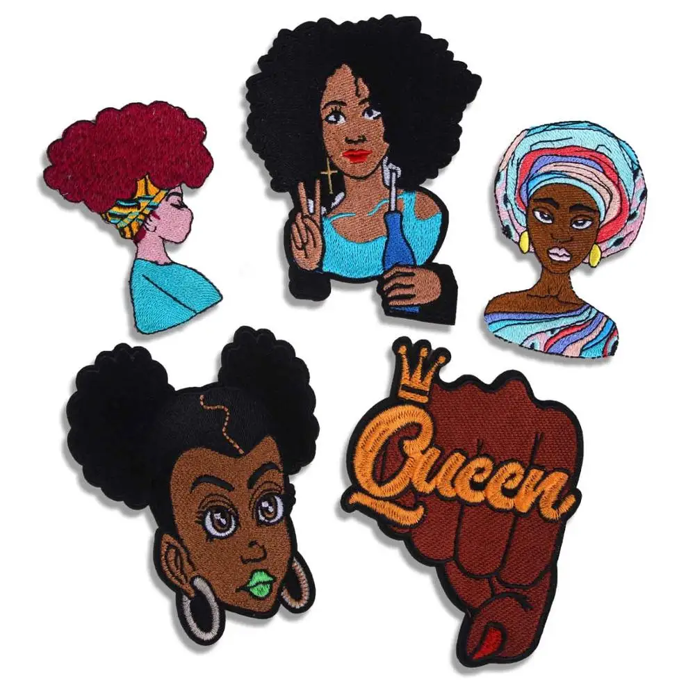 Black-African-Girl-Iron-On-Embroidered-Clothes-Patches-For-Clothing-No ...