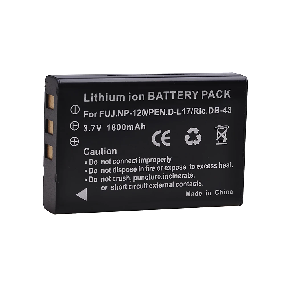 1800mah Np-120 Np120 D-l17 Db-43 Battery For Fujifilm Np 120 Pentax D ...