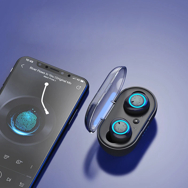 D10 Fingerprint Touch TWS Bluetooth Earphones Wireless Headset Noise ...