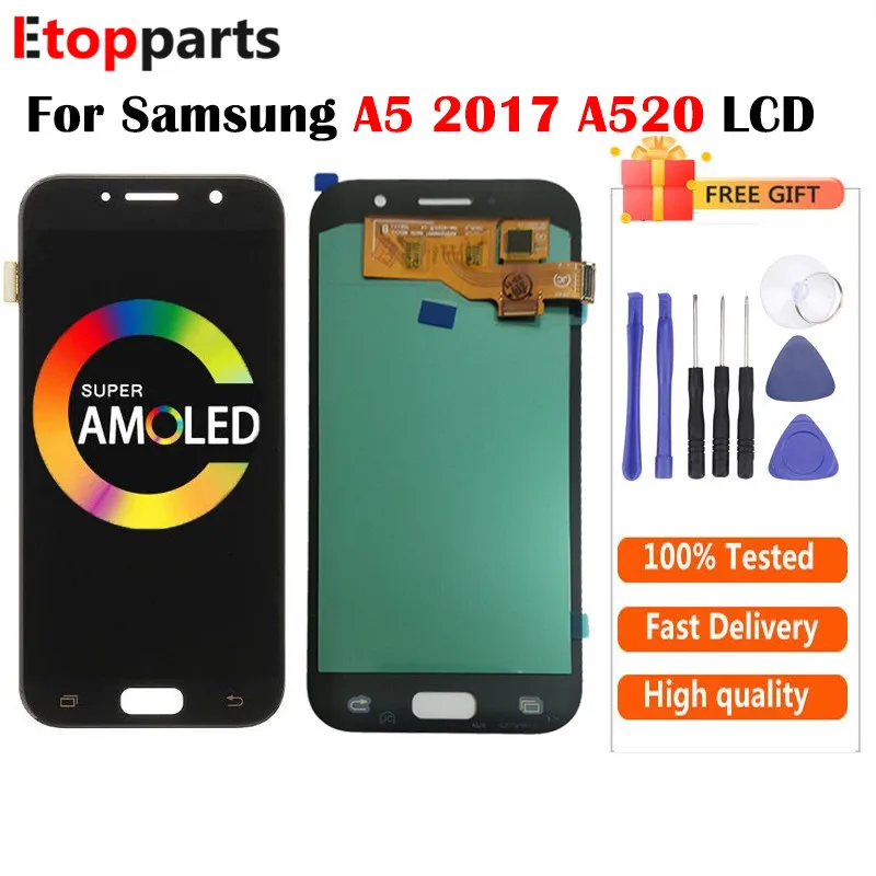 Pantalla LCD AMOLED para SAMSUNG GALAXY A5 2017 A520 SM A520F, montaje de digitalizador con ...