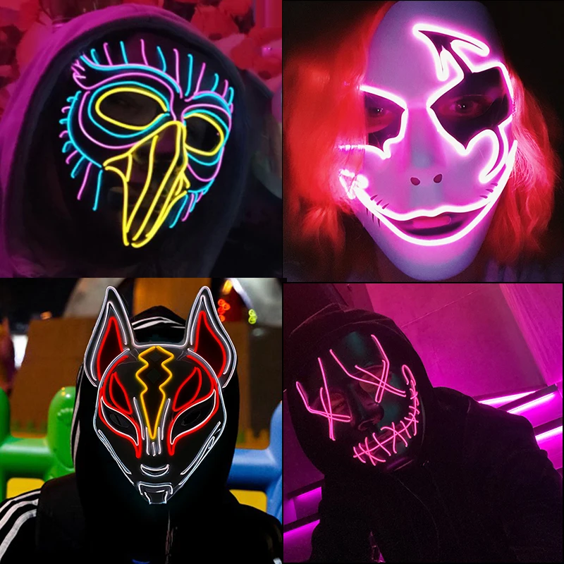 Fashion-Masque-Masquerade-Masks-Halloween-Glow-Party-Supplies-Neon-Mask ...