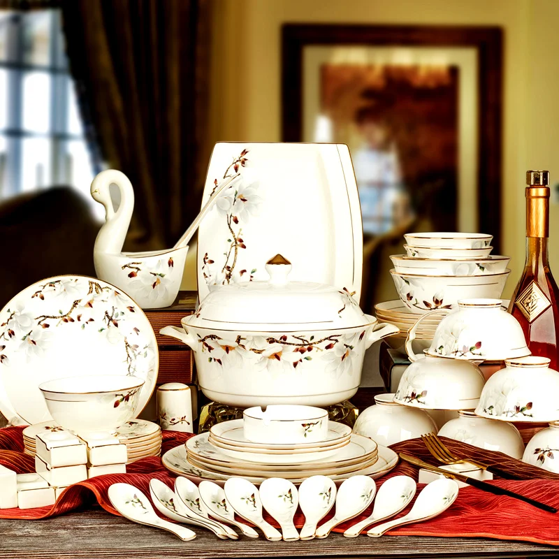 Hand painted Dishes Home Decor Classical Bone China Tableware Set ...