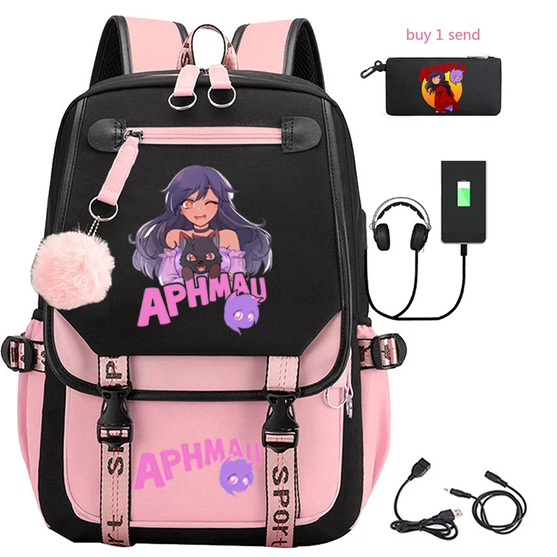 Aphmau anime backpack travel USB school bag male student school bag ...
