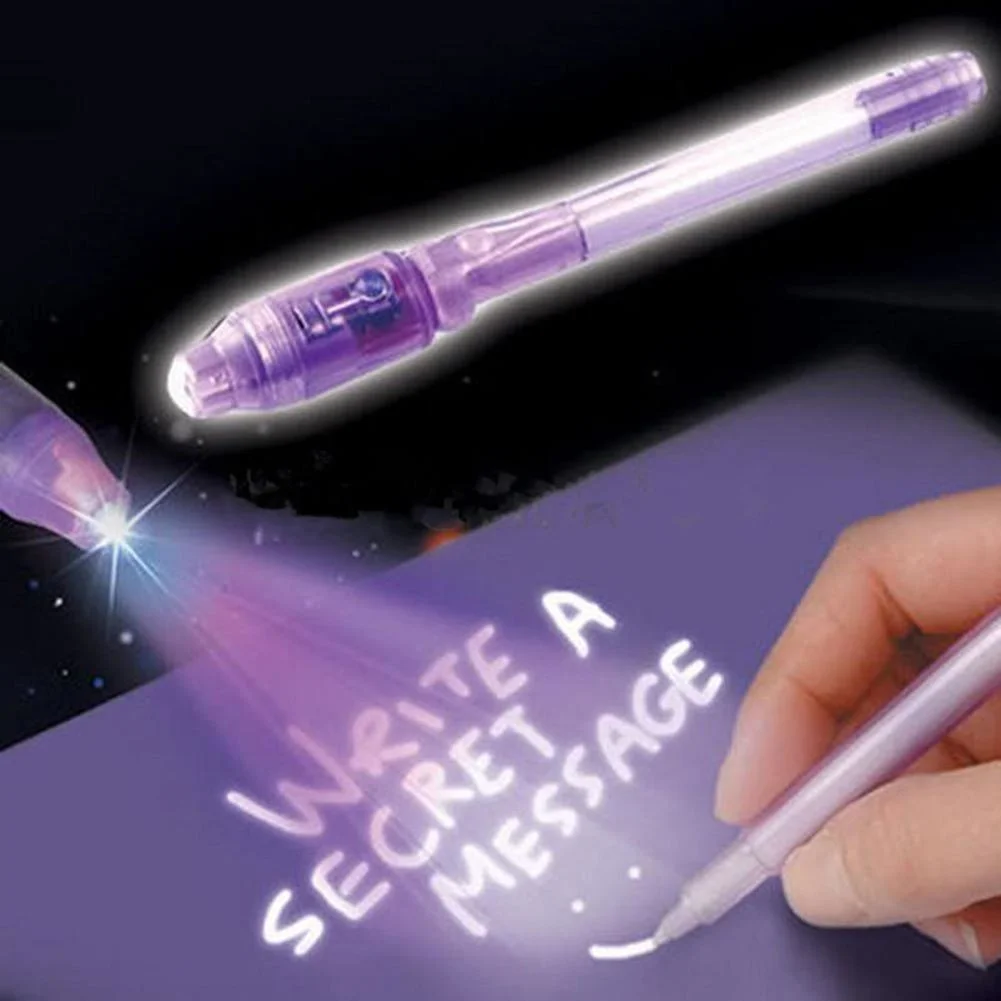 Bolígrafo de tinta Invisible con luz ultravioleta integrada, marcador ...