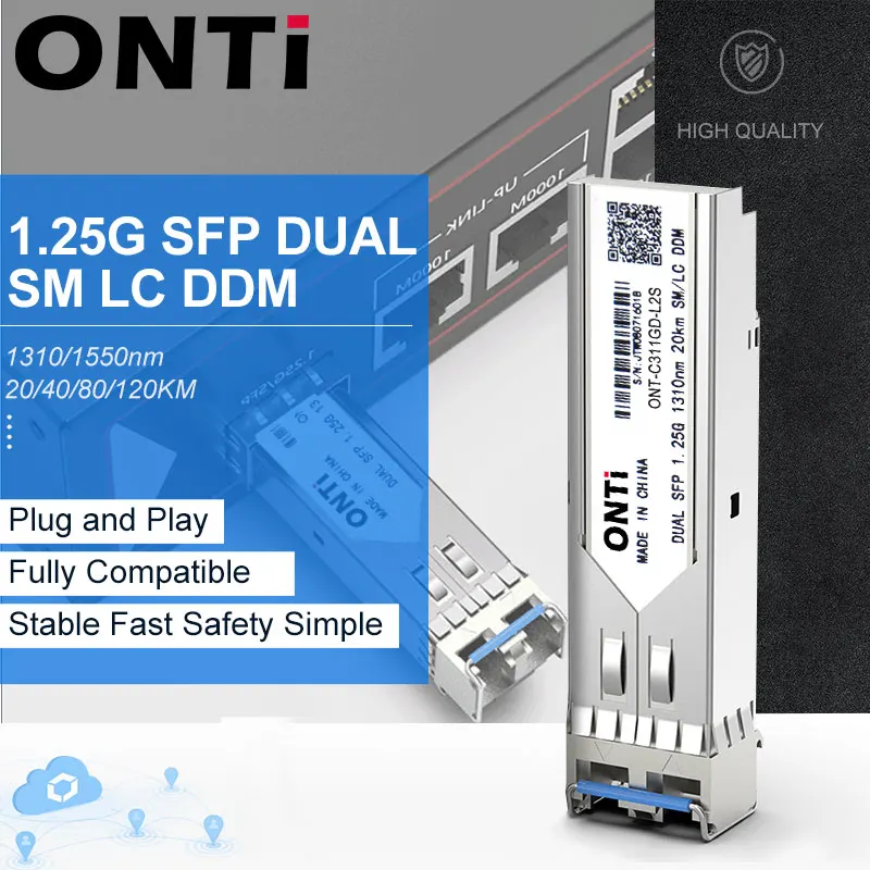 ONTi 1000Mbps Gbic Single Mode duplex SFP Module 2 LC Compatible Cisco ...
