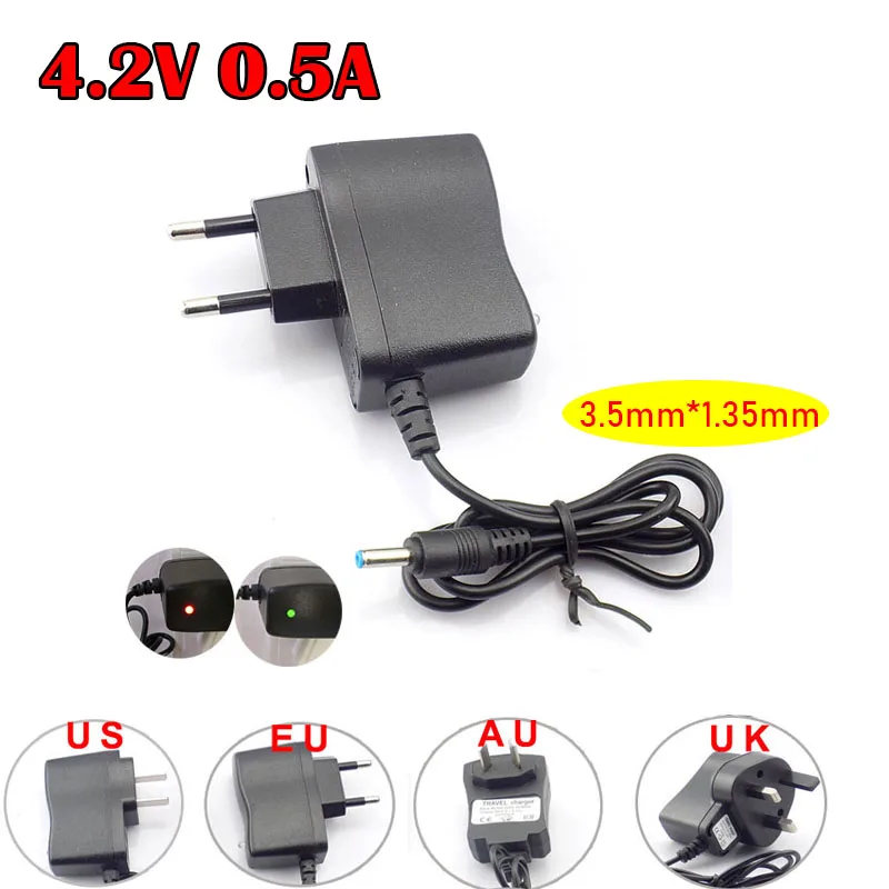 Ac To Dc 4.2v 0.5a 500ma Power Adapter 3.7v 18650 Rechargeable Battery ...