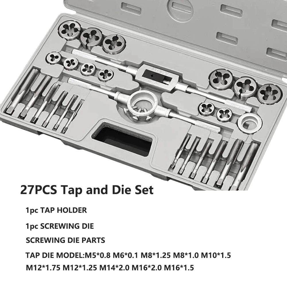 Tap-and-Die-Set-27pcs-Thread-Tapping-Metric-M5-M16-Alloy-Steel-Screw ...