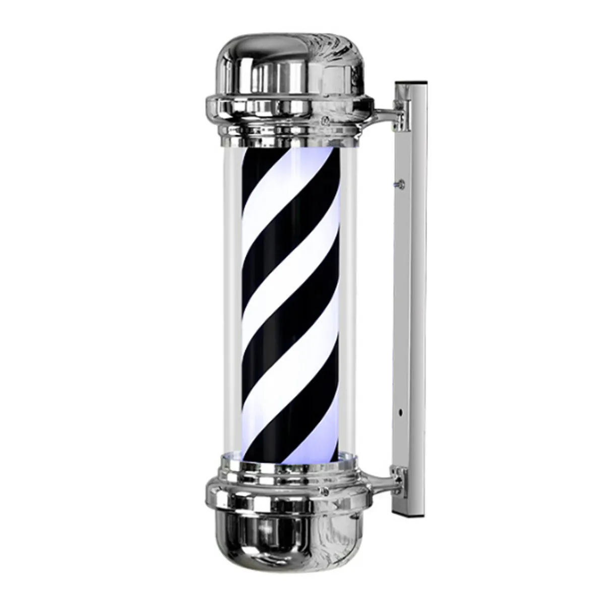 60/70cm Barber Shop Pole Rotating Lighting Black White Blue Stripe ...