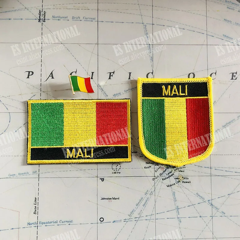 MALI-National-Flag-Embroidery-Patches-Badge-Shield-And-Square-Shape-Pin ...