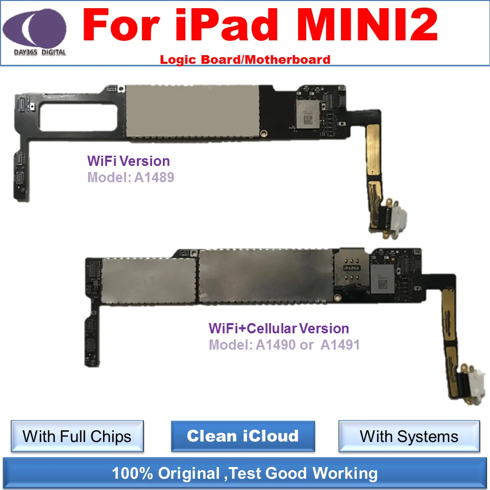 iCloud free Unlocked Motherboard for iPad mini 2 Logic Boards A1489 ...