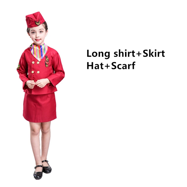 Girls Stewardess Costume for Kids Halloween Cosplay Flight Attendants ...