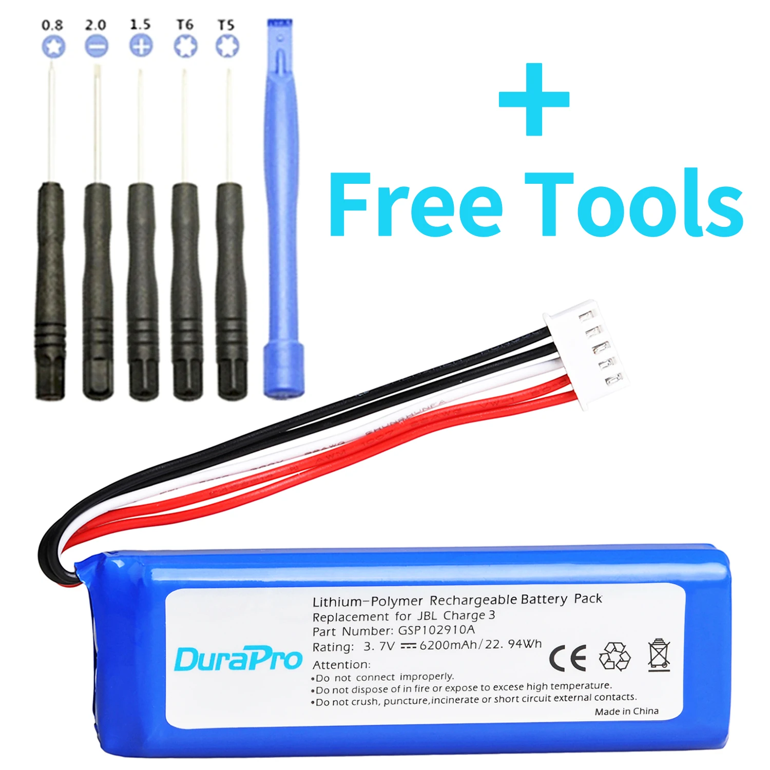 DuraPro 3.7V 6200mAh Battery Pack for JBL Charge 3 CS JML330SL ...