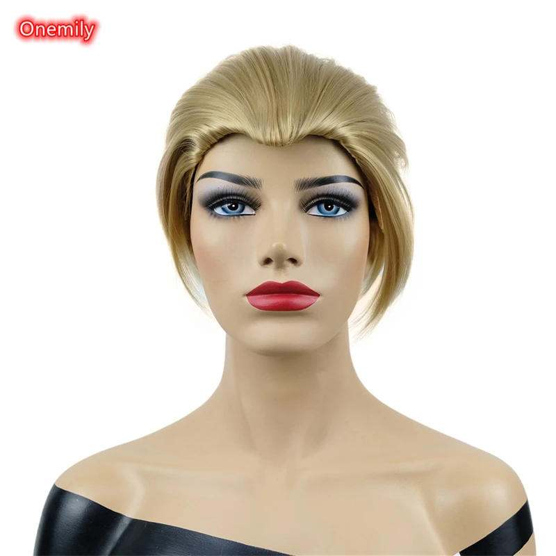 Onemily-Light-Ash-Blonde-Short-Straight-Slicked-Back-Synthetic-Women-39 ...