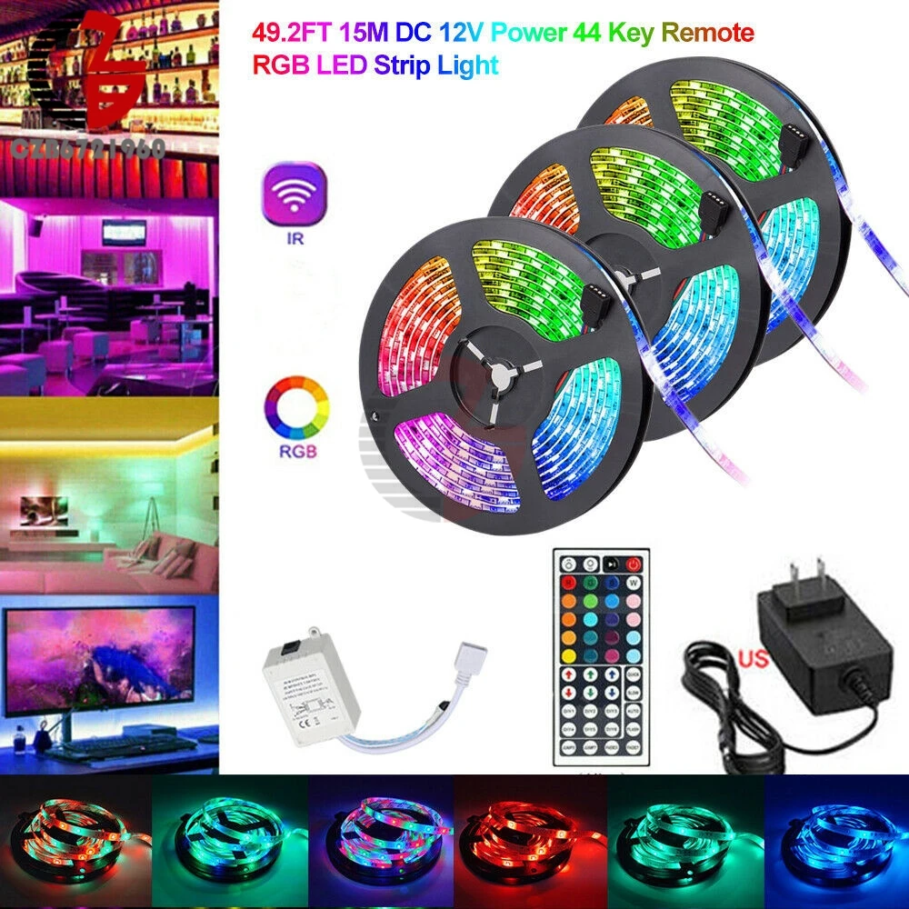 5M 3528 RGB LED LED Strip Light 60ยืดหยุ่นริบบิ้นกันน้ำ RGB LED Light ...