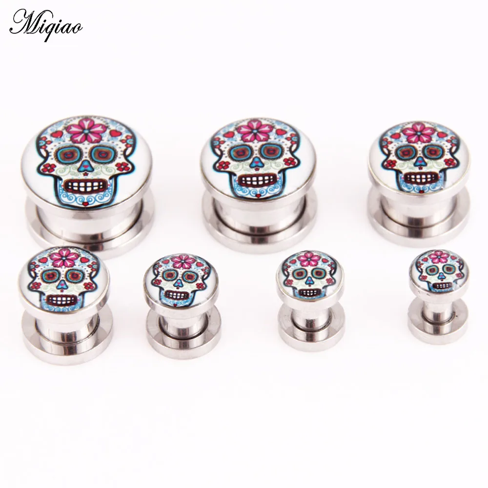 Miqiao-Explosion-stainless-steel-flower-skull-oil-drop-ear-expansion ...