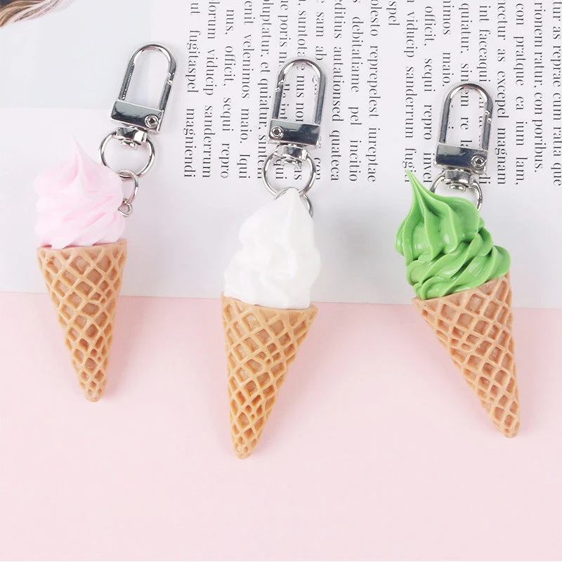 Summer Ice cream cone Key Chain Fashion Cute Cream Keychain Bag Charm ...