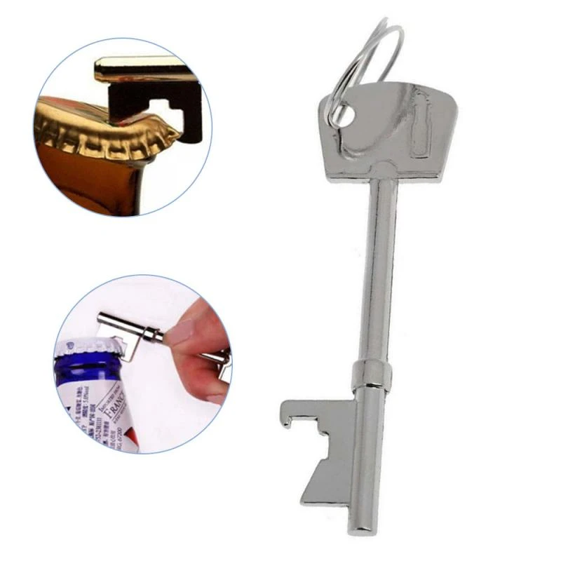 Portable Key Shape Bottle Opener Ring Keyring Keychain Metal Beer Party ...