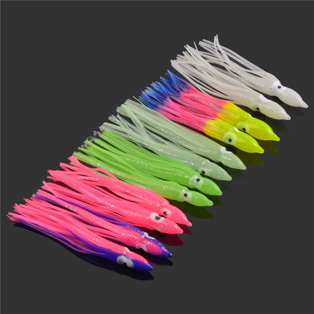 10-15-20Pcs-Fluorescent-Octopus-Fishing-Lure-Squid-Skirts-Jig-Rubber ...