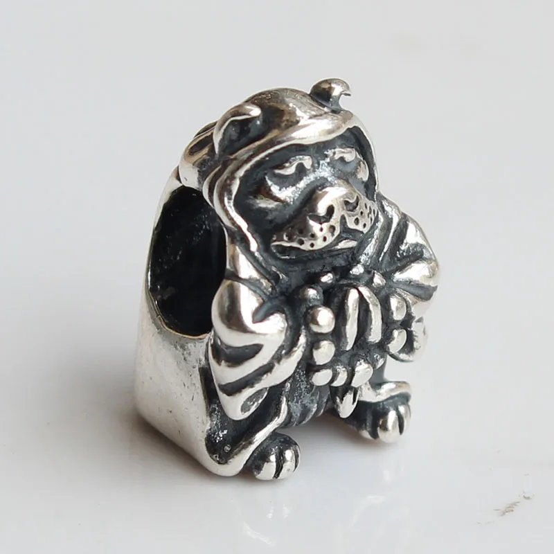 Аутентичные 925 пробы серебряные бусины Будда Собака Шарм Подходит ...