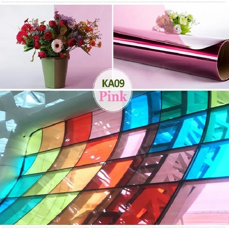 Pink Glass Film Self Adhesive Removabl Decorative Sun Blocking Window ...