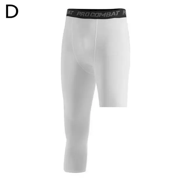 Men One Leg Compression Tights Pants Stretch Athletic Basketball Base ...