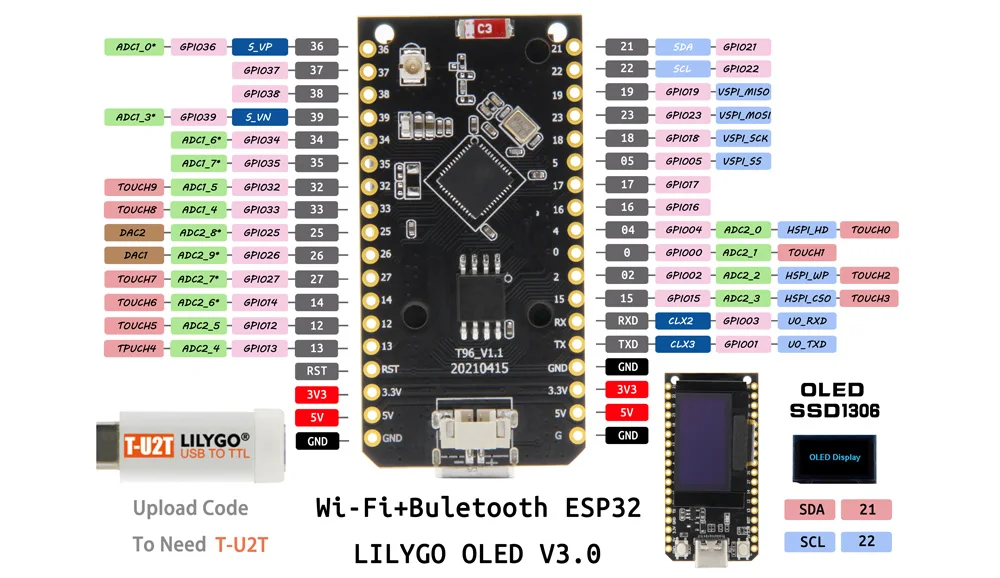 Líligo®pro Esp32 Oled V20 Ttgo E Esp32 Módulos Wifi Bluetooth Duplo Esp32 Esp8266 Et Oled Byte