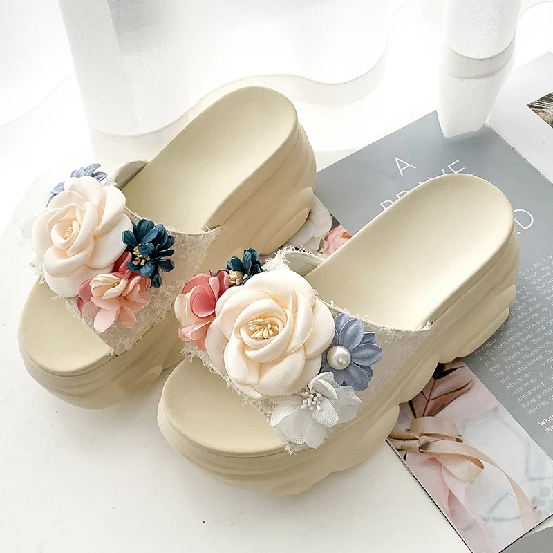Designers Women Chunky Platform Slippers Fashion Woman 8cm High Wedges ...
