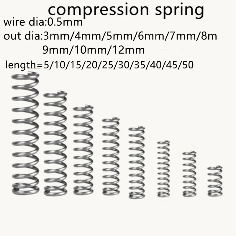 20pcs 0.5mm Compression Spring Wire Dia 4mm 5mm 6mm 7mm 8mm 9mm 10mm ...