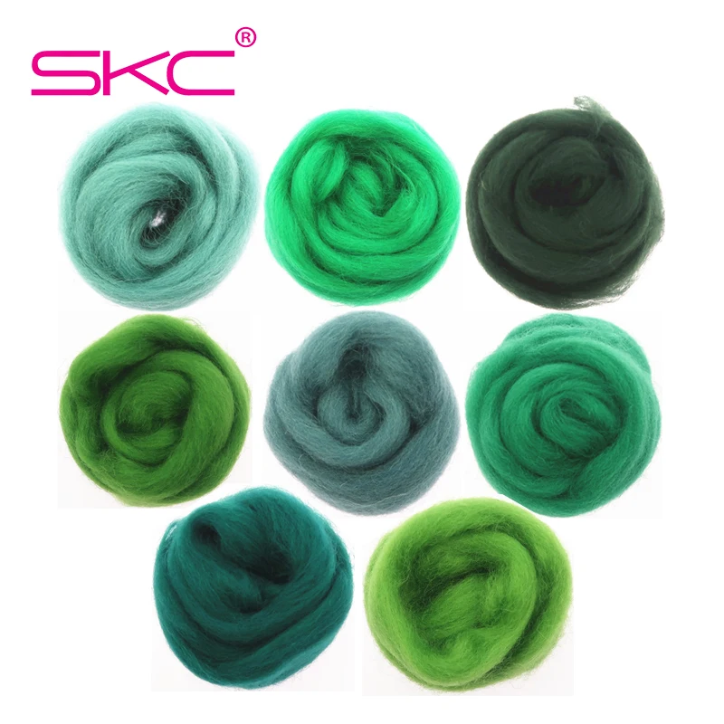 10g/50/100g Dark Green Series Wool Fibre Flower Animal Toy Wool Roving ...