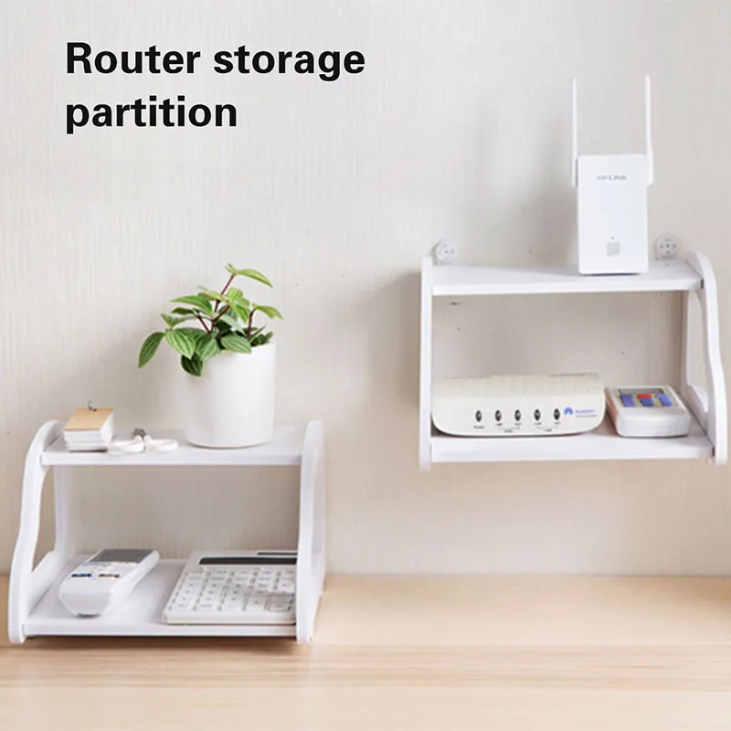 Wall Mount Wifi Router Storage Rack TV Cabinet Set-Top Box