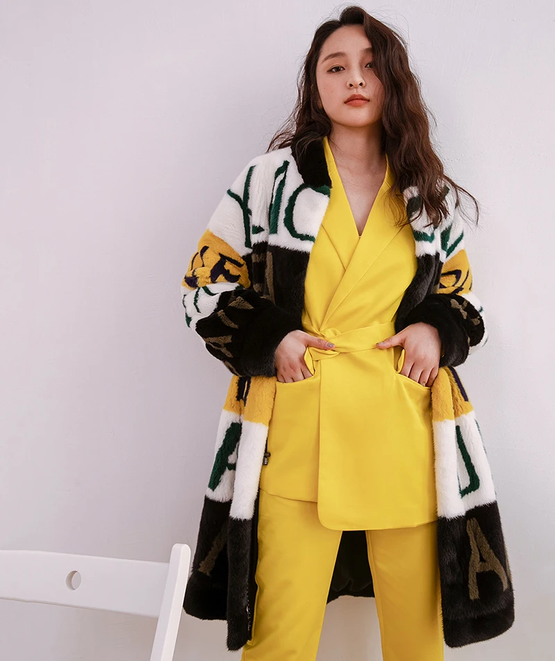 Fang Tai Fur Женская импортная бархатная норковая шуба с отложным ...