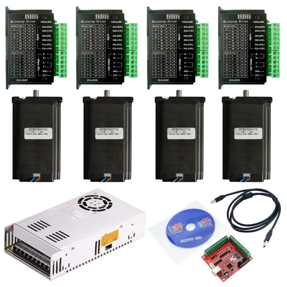 Kit de enrutador CNC de 3 y 4 ejes, 3A, 3N.M, Nema 23, 425 Oz in, motor paso a paso 57HS112 ...