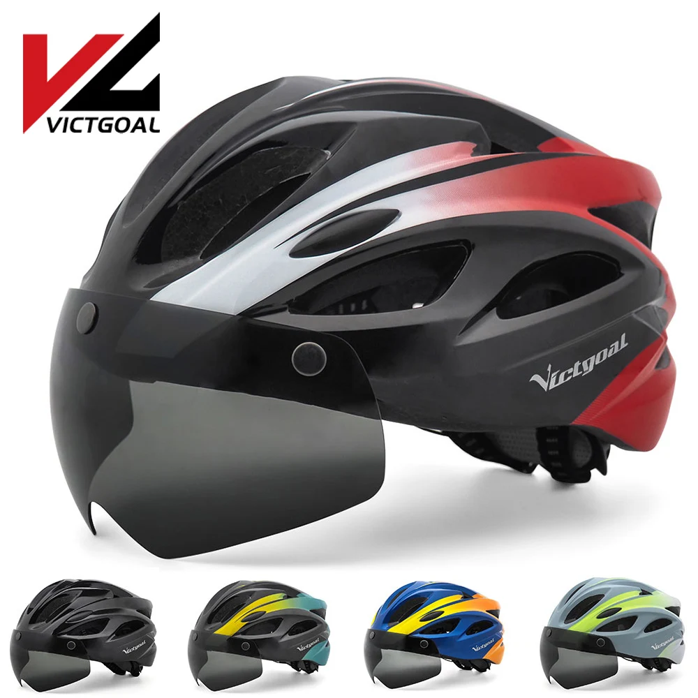 VICTGOAL-Bike-Helmet-with-Taillight-Bicycle-Helmet-with-Magnetic-Visor-Goggles-for-Adult-Men ...