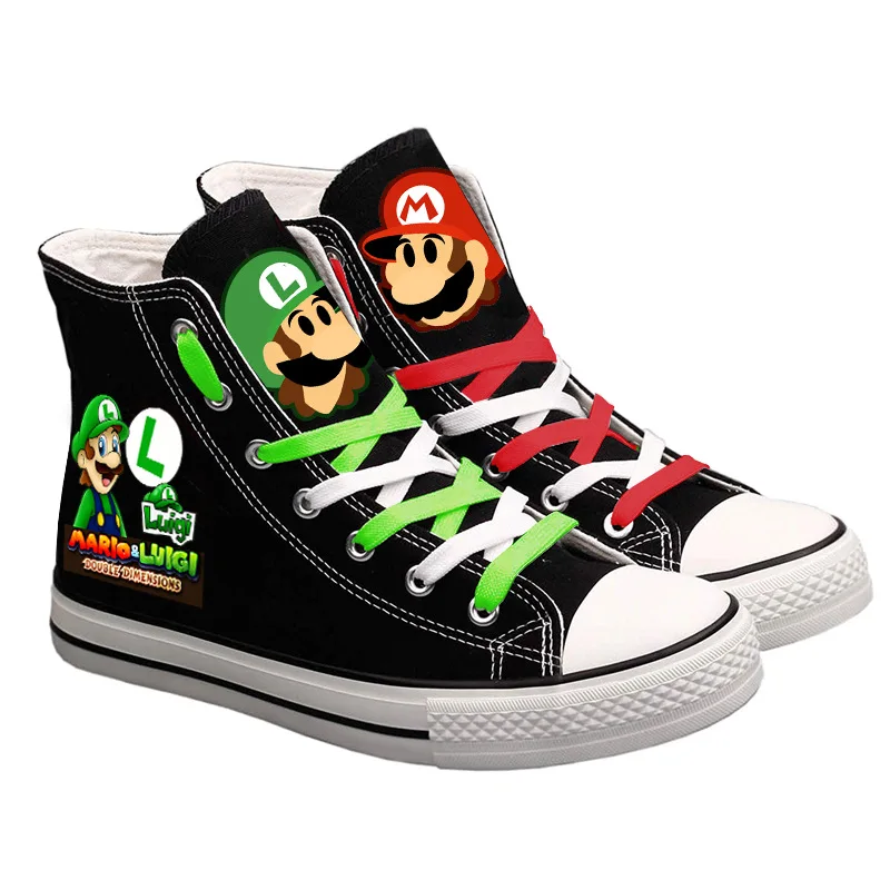 Super Mario Bros Printed Sneakers Women Men Canvas Shoes Cartoon Casual ...