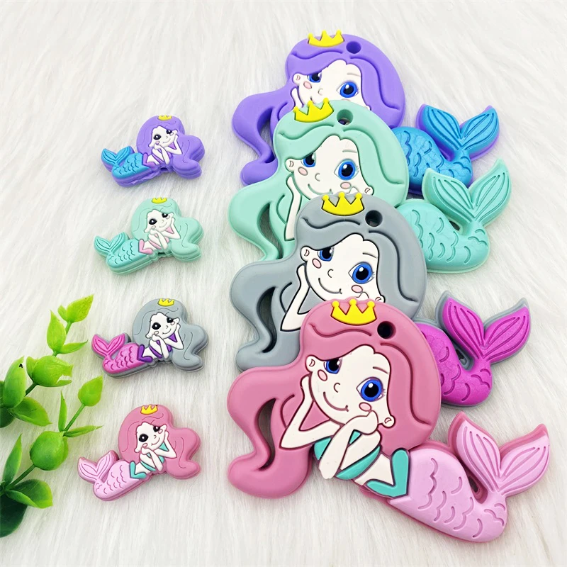 2pc/set Mermaid Baby Silicone Teether Rodent BPA Food Free Silicone ...