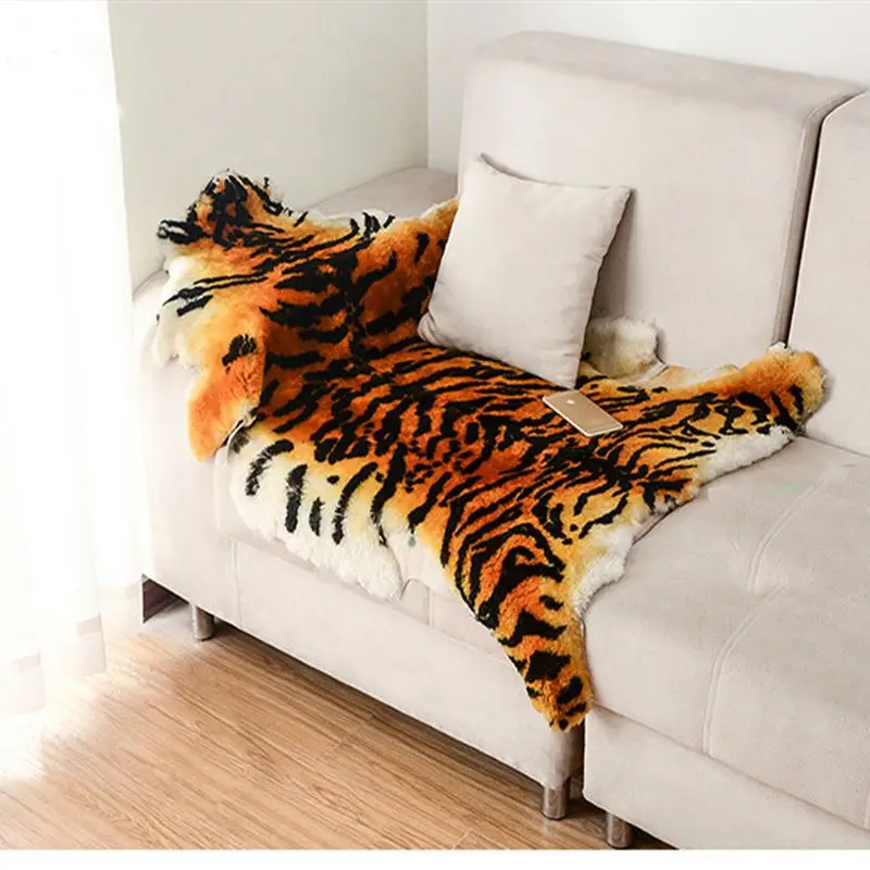 Luxury Tiger Print Real Sheepskin Rug Australian Sheepskin Pelts Fur ...