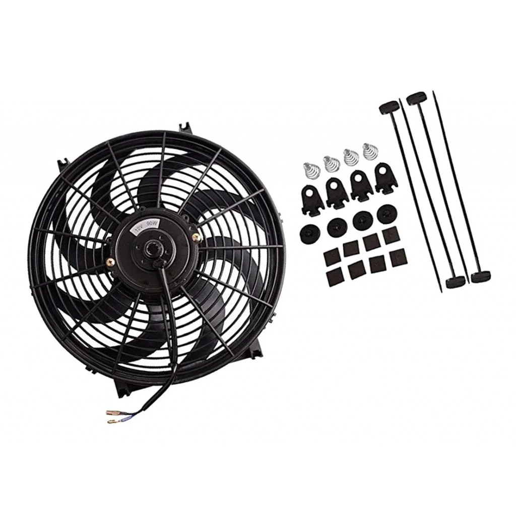 14" Universal Electric Car Radiator Engine Cooling Slim Fan Assembly ...
