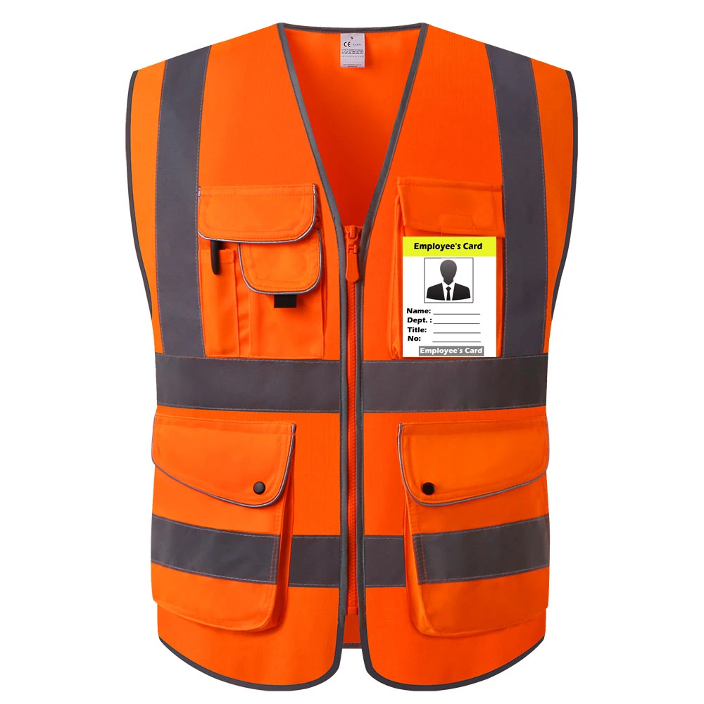 Fluorescent Orange Safety Vest With Pockets Zipper Front Closure High ...