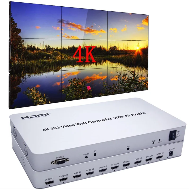 4K 3X3อัจฉริยะ Voice Video Wall Controller | 9ช่อง | 1อินพุต HDMI 9 ...
