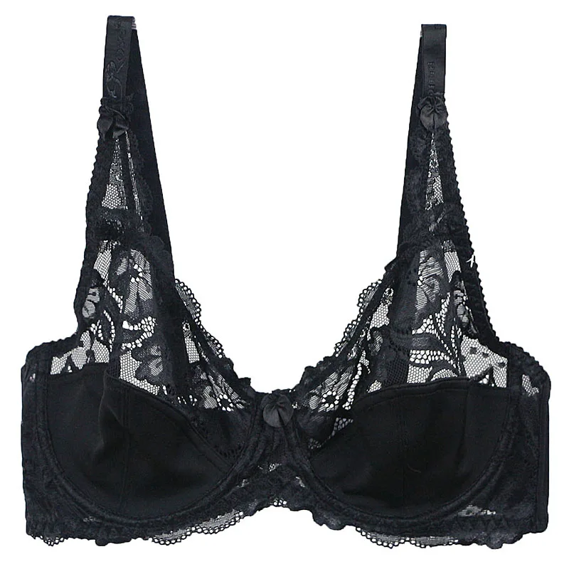 Luxury women bralette sexy lace bras ladies Transparent C D DD E cup ...