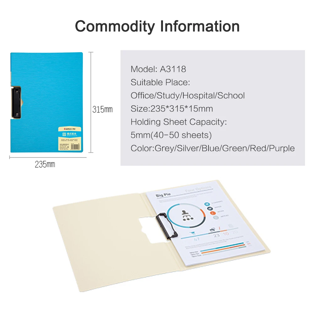 Comix A4 Size Folder Documents Bag Organizer Clipboard with Cover File ...
